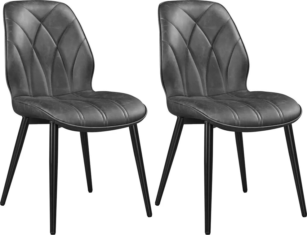 Sada 2 ks – Jídelní židle Yaheetech – hnědá, 58,5 cm (délka) × 44 cm (šířka) × 82 cm (výška), umělá kůže (266492175357)