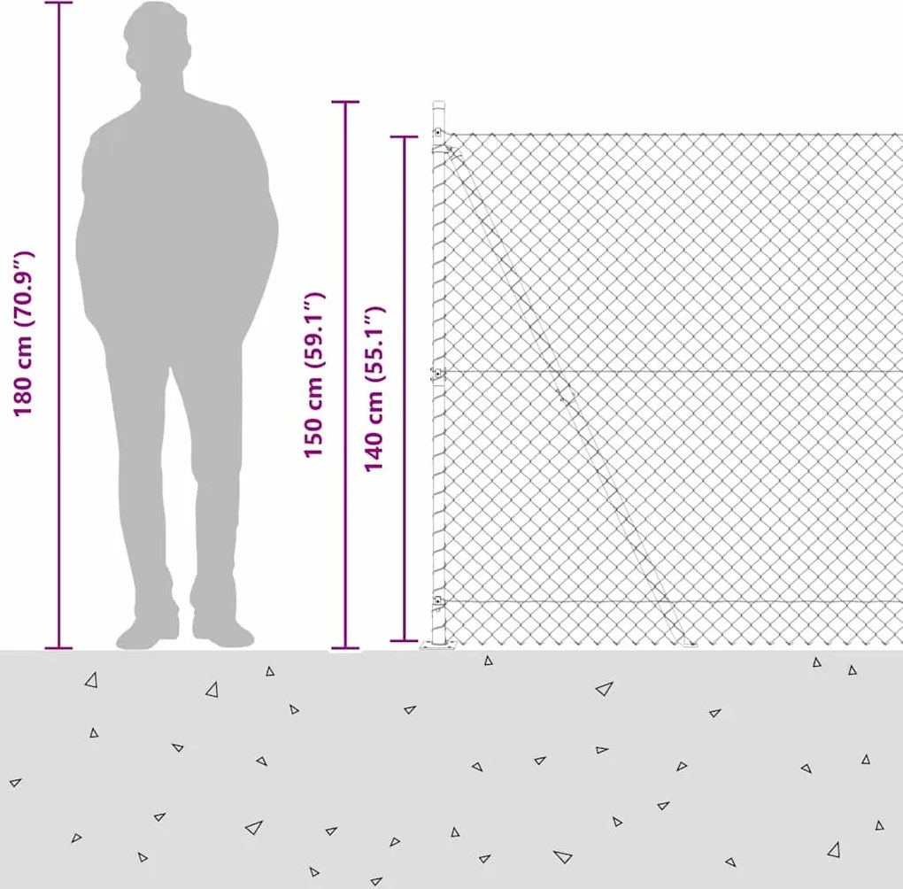Zábradlí s betonovým základem 10 x 1,4 m Ocel potažená PVC 3351231