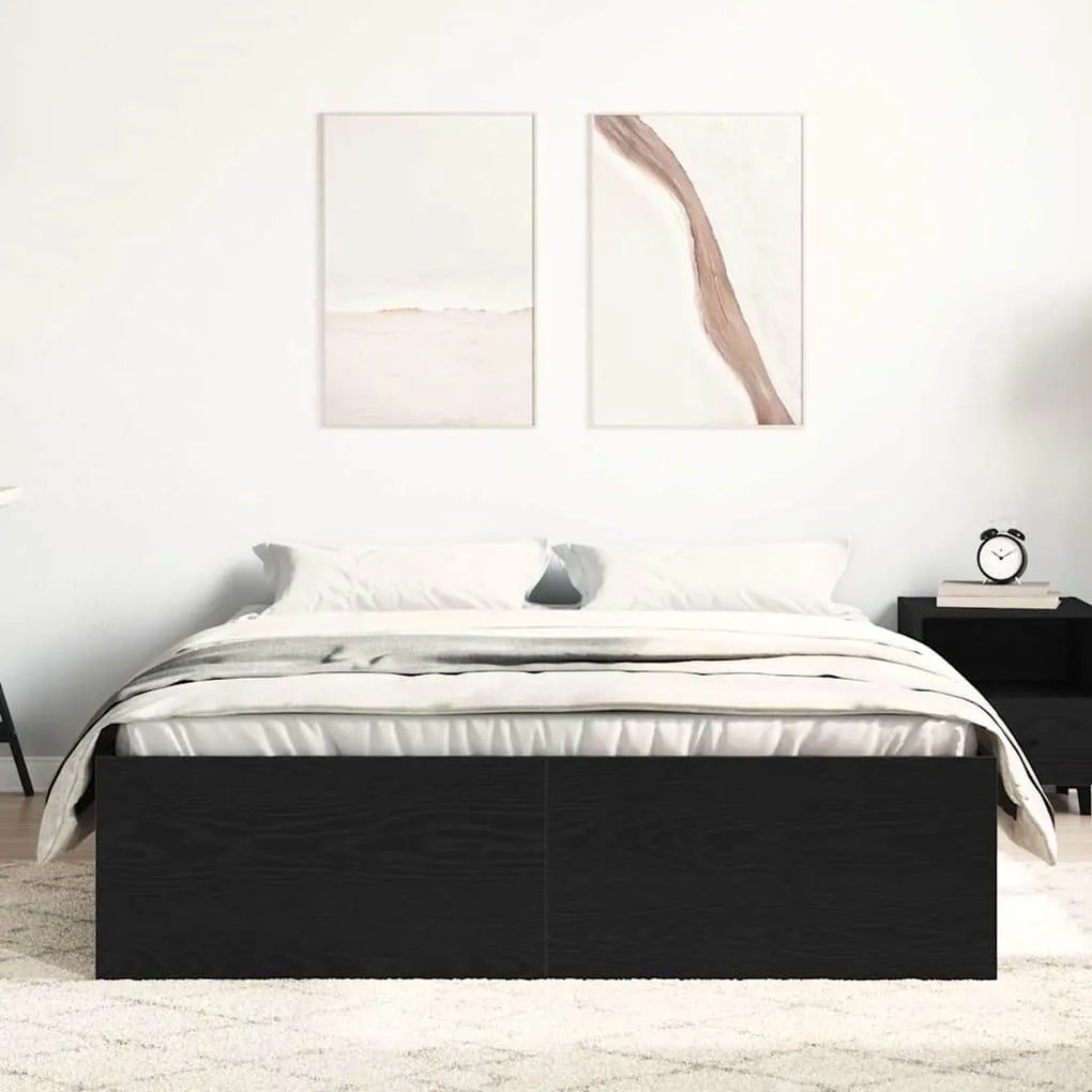 Rám postele bez matrace černý dub 140x190 cm kompozitní dřevo 3329338
