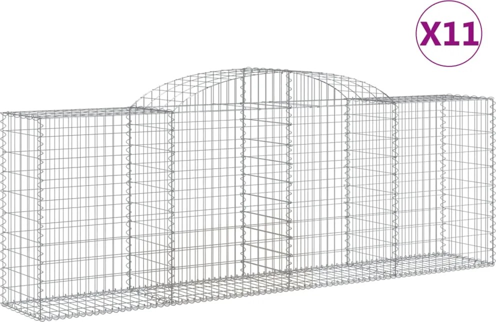 Klenuté gabionové koše 11ks 300x50x100/120cm pozinkované železo 3146710