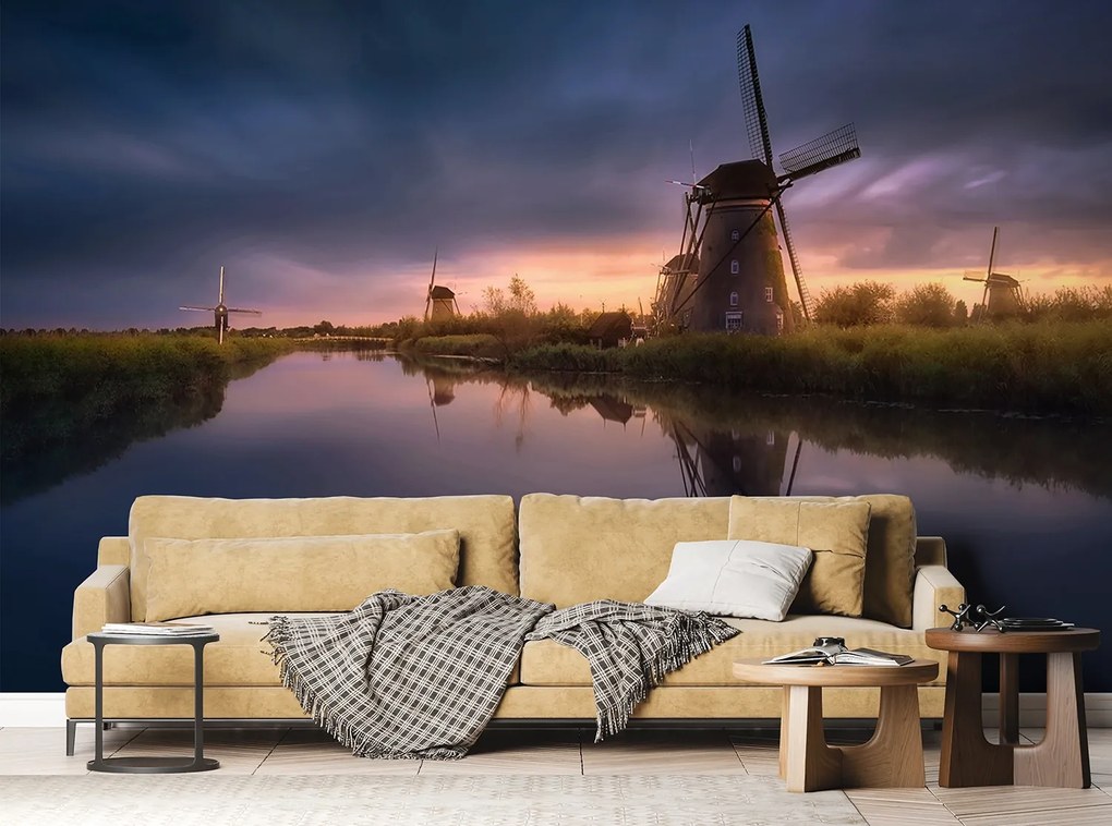 Fototapeta na míru Větrné Mlýny Kinderdijk-Elshout | Vliesová fototapeta na zed' | DFTNXXL3022