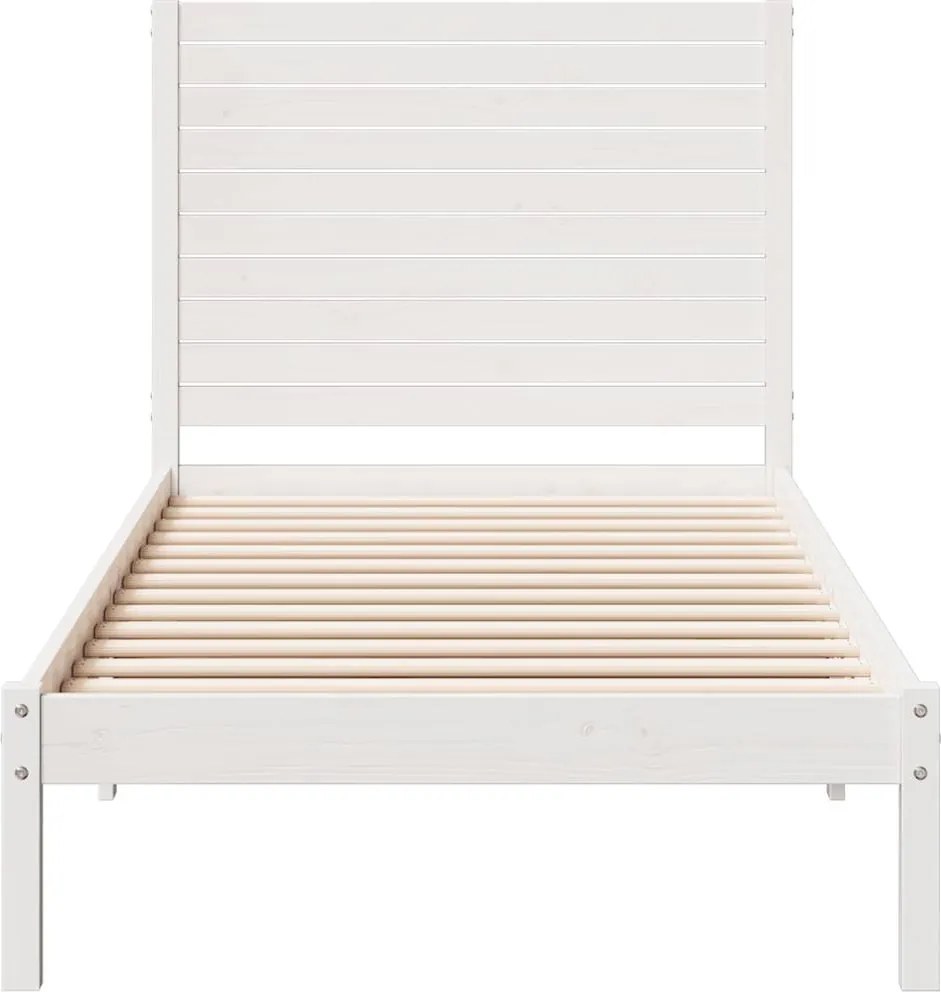 Prodloužený rám postele bez matrace bílý 90 x 220 cm masiv 3309310