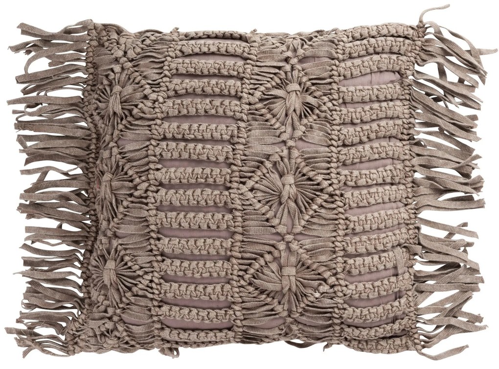 Bavlněný polštář Macrame Taupe s třásněmi  - 45*45 cm