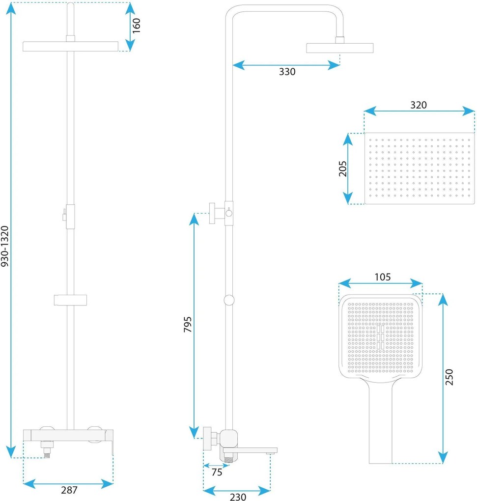 Rea Arlo, sprchový set s vanovou výlevkou, zlatá matná, REA-P7441