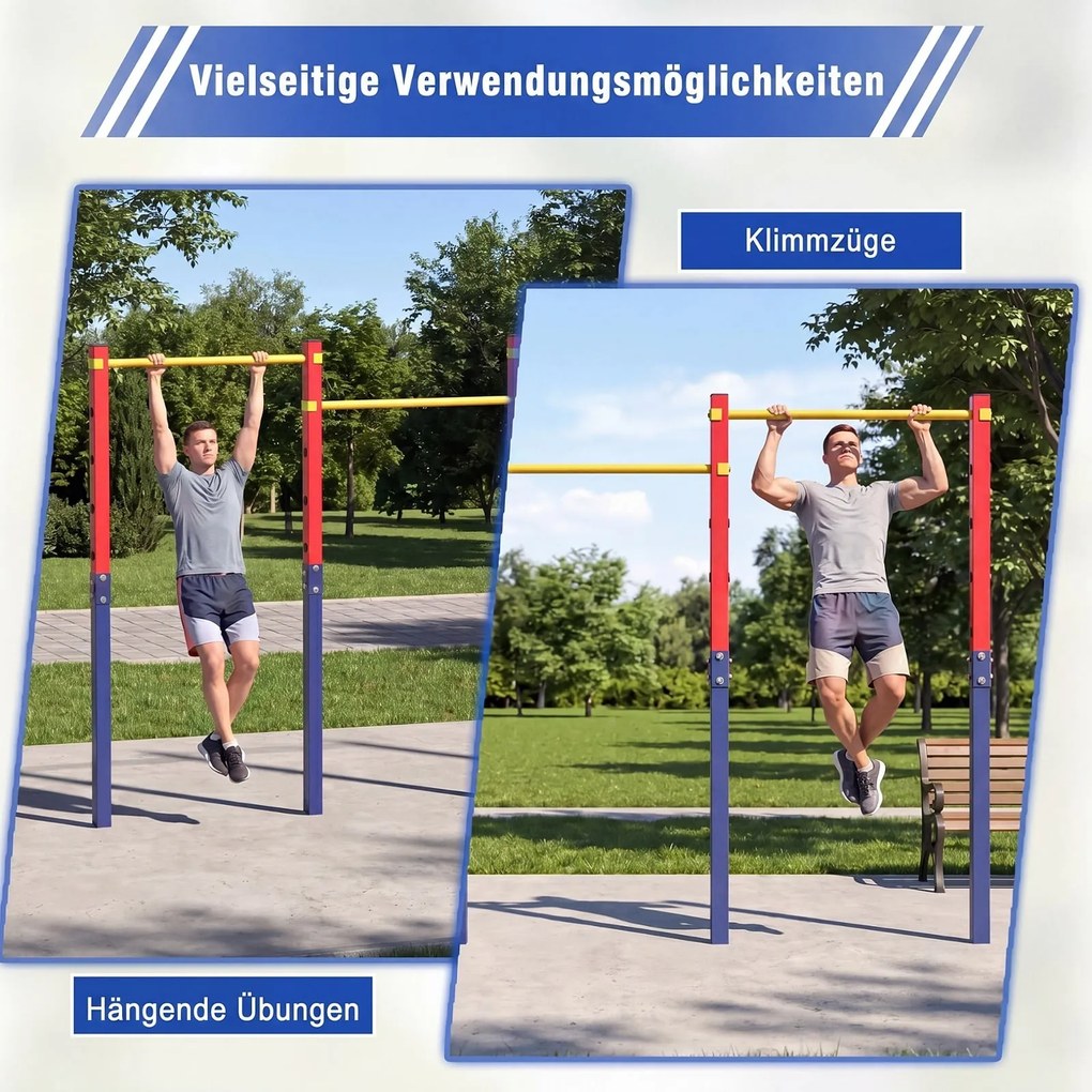Costway Stahovací tyč vodorovná tyč výškově nastavitelná 80-172 cm z pozinkované