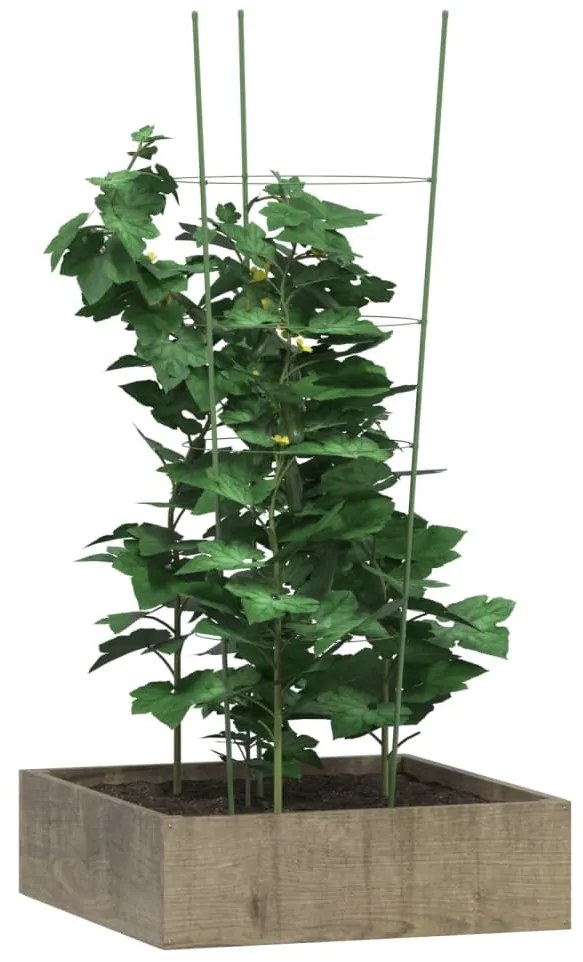 Opory pro zahradní rostliny se 4 kroužky 5 ks zelené 90 cm ocel