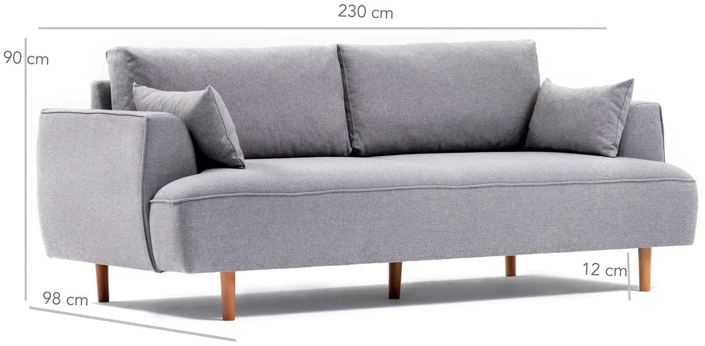 Hanah Home Pohovka FELIX světle šedá 230 cm 825BLC1378