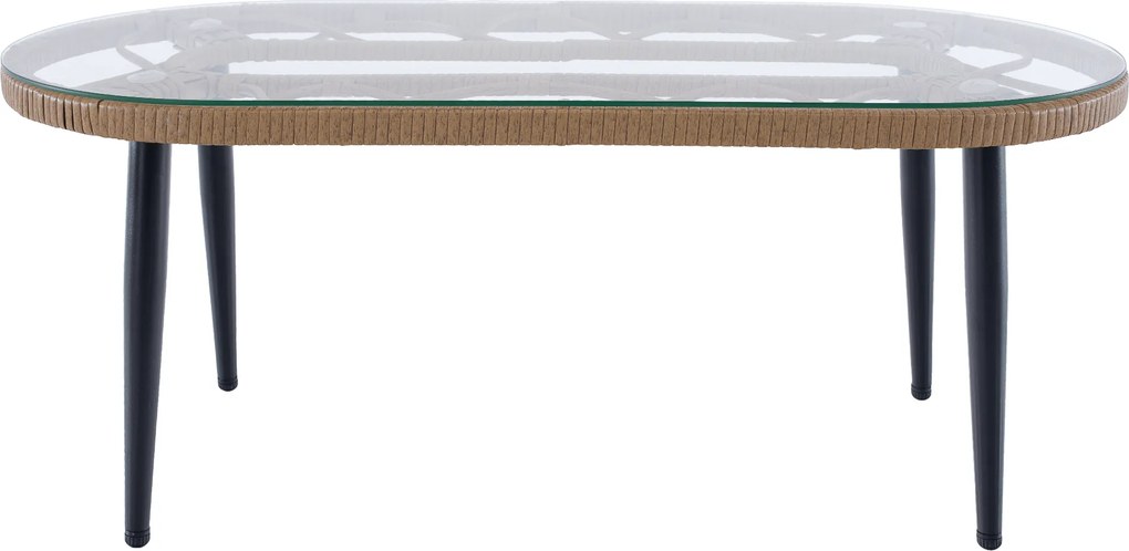 Zahradní ratanový set, béžová/přírodní/černá, ARALY