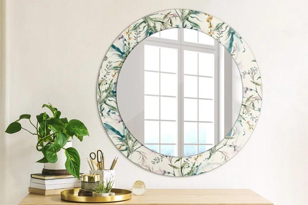 Kulaté dekorativní zrcadlo Akvarely květin fi 60 cm