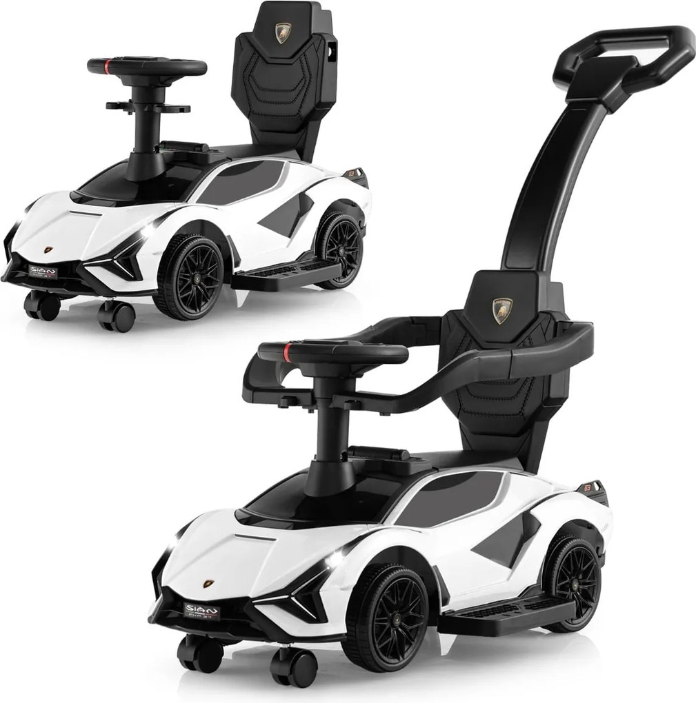 Costway 3 v 1 Lamborghini Push Car se světlomety a hudbou a úložným