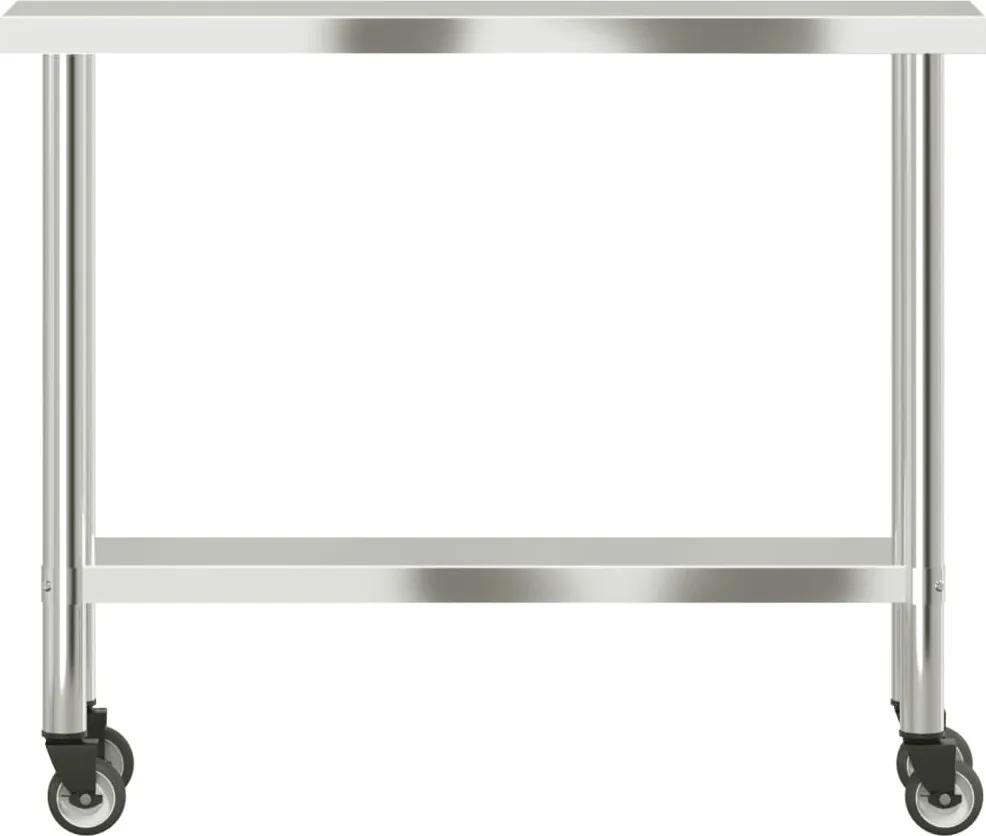 vidaXL Kuchyňský pracovní stůl s kolečky 110x30x85 cm nerezová ocel [376461]