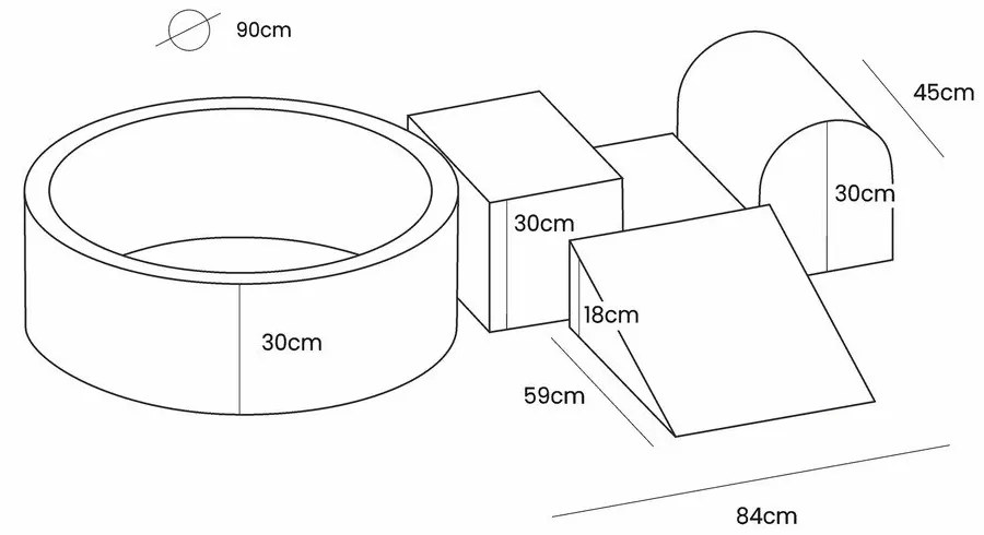 Růžové sametové pěnové hřiště 4 ks výška 30 cm 225x90 cm Montessori – Meowbaby