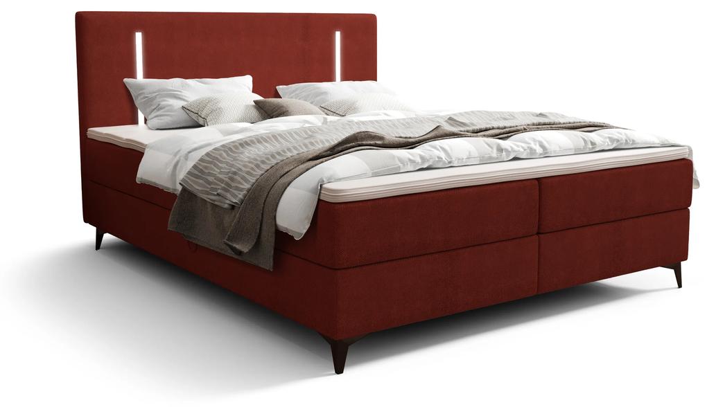 Manželská postel 160 cm Ortega Comfort (červená) (s roštem a matrací, s úl. prostorem) (s LED osvětlením). 1082728