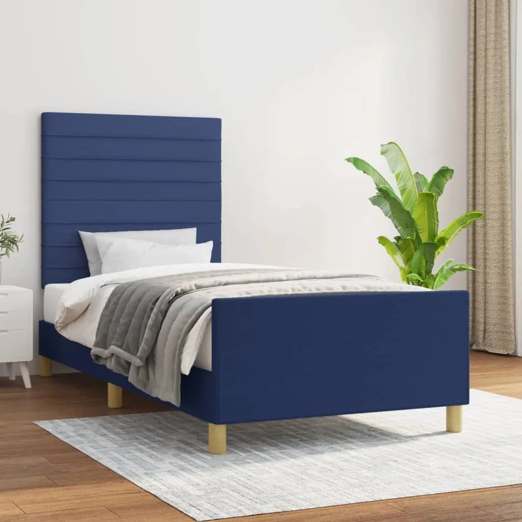 Rám postele bez matrací modrá 100x200 cm textil 3125120
