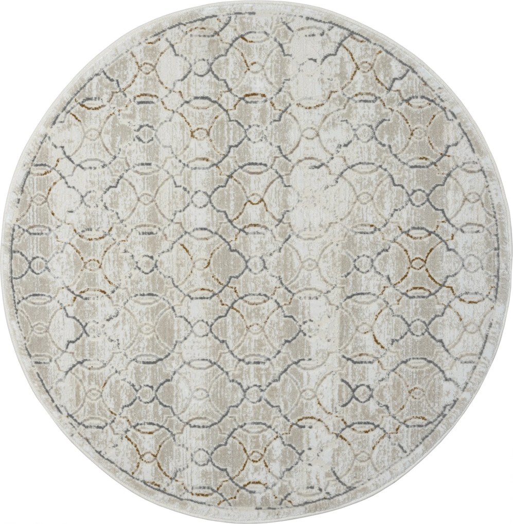 My Flair, Kusový koberec My Floor CA60034 creme kruh, 120x120 (průměr) kruh, šedá, chodba / předsíň