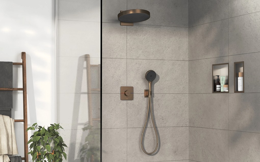 Hansgrohe ShowerSelect Comfort Q, termostat pod omítku pro 2 spotřebiče, kartáčovaný bronz, HAN-15583140