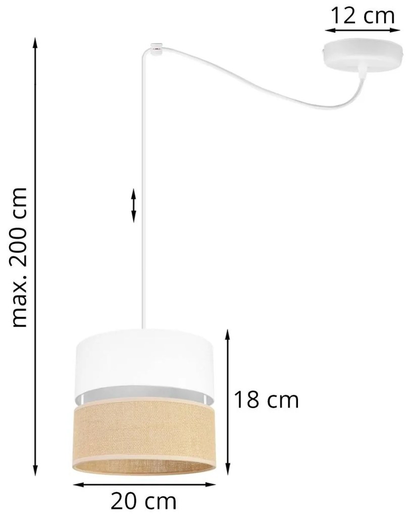 Závěsné svítidlo JUTA SPIDER, 1x jutové/bílé textilní stínítko, W