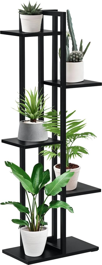 Outsunny 5-patrový stojan na květiny z MDF a oceli, 40x22x113 cm, černý | Aosom