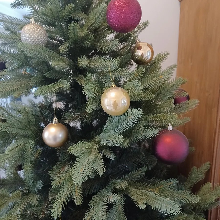 Sada vánočních ozdob zlaté 6 cm plastové koule, balení 24 ks