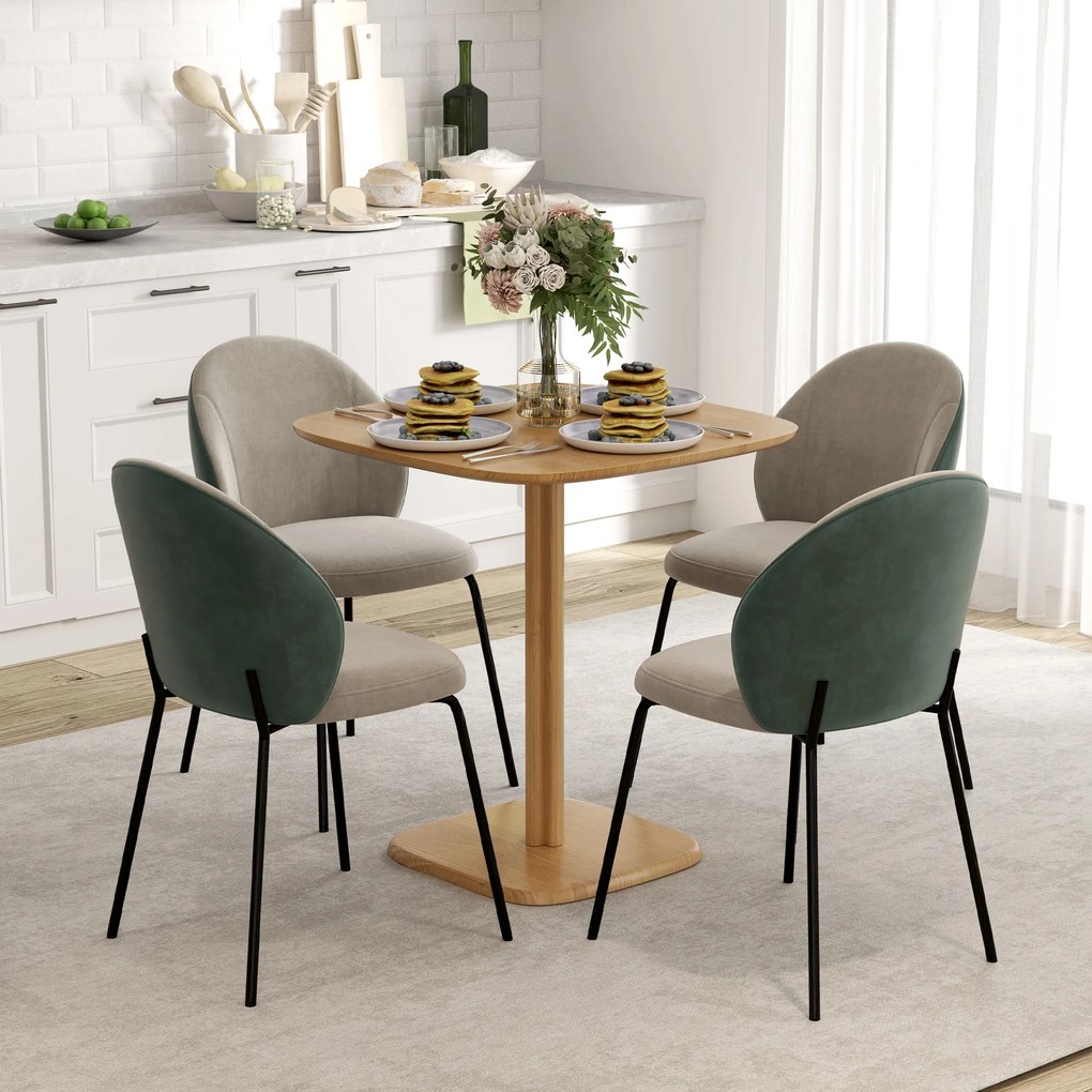 HOMCOM Jídelní stůl pro 4 osoby moderní styl, kuchyňský stůl s dřevěným povrchem, 70 x 70 cm, přírodní dřevo