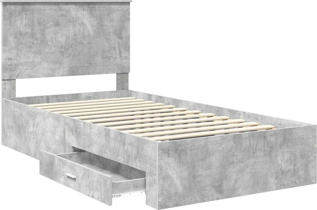 Rám postele s čelo Betonově šedá 100 x 200 cm Kompozitní dřevo 3411344