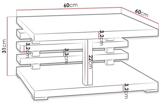 Konferenční stolek KYOTO 31x60 cm matná černá