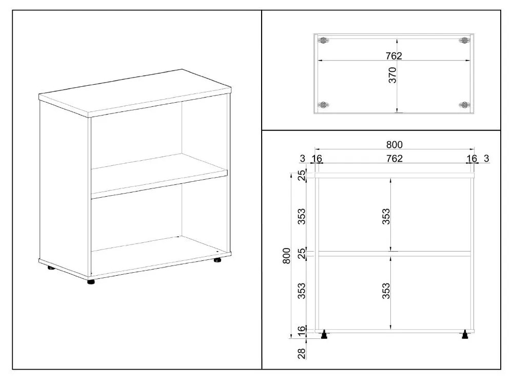 Nízká skříň SimpleOffice 80 x 40 x 80 cm, třešeň