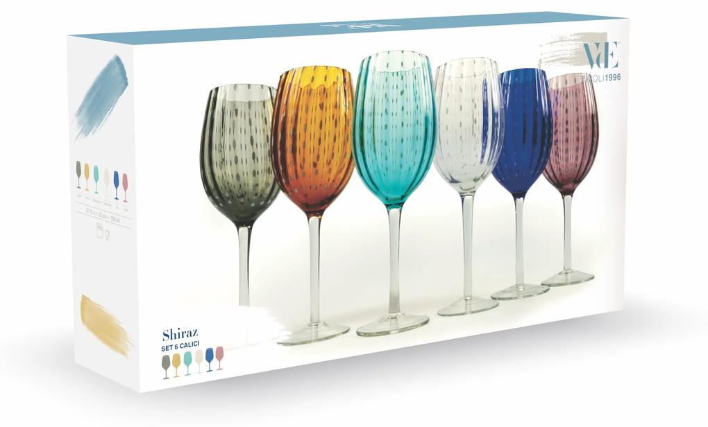 VILLA D’ESTE HOME TIVOLI Set sklenic na víno Shiraz 6 kusů, barevný, dekor tečky, 300 ml