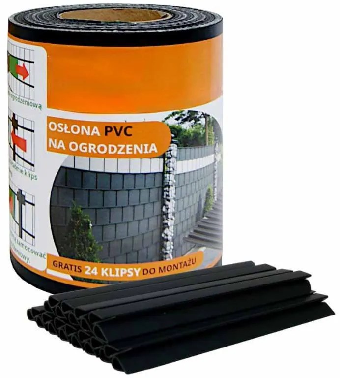 Ekspand Stínicí fólie na plot 19cm x 35m 450g/m2 Černá + spony 24ks