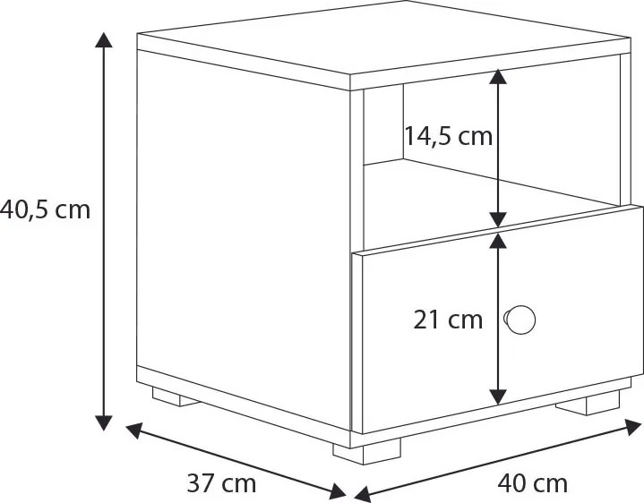 ADRK Furniture Noční stolek se zásuvkou EMI