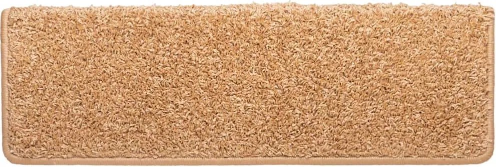Schodové rohože 10 ks 65 x 21 x 4 cm béžové s obdélníkovým okrajem 149819