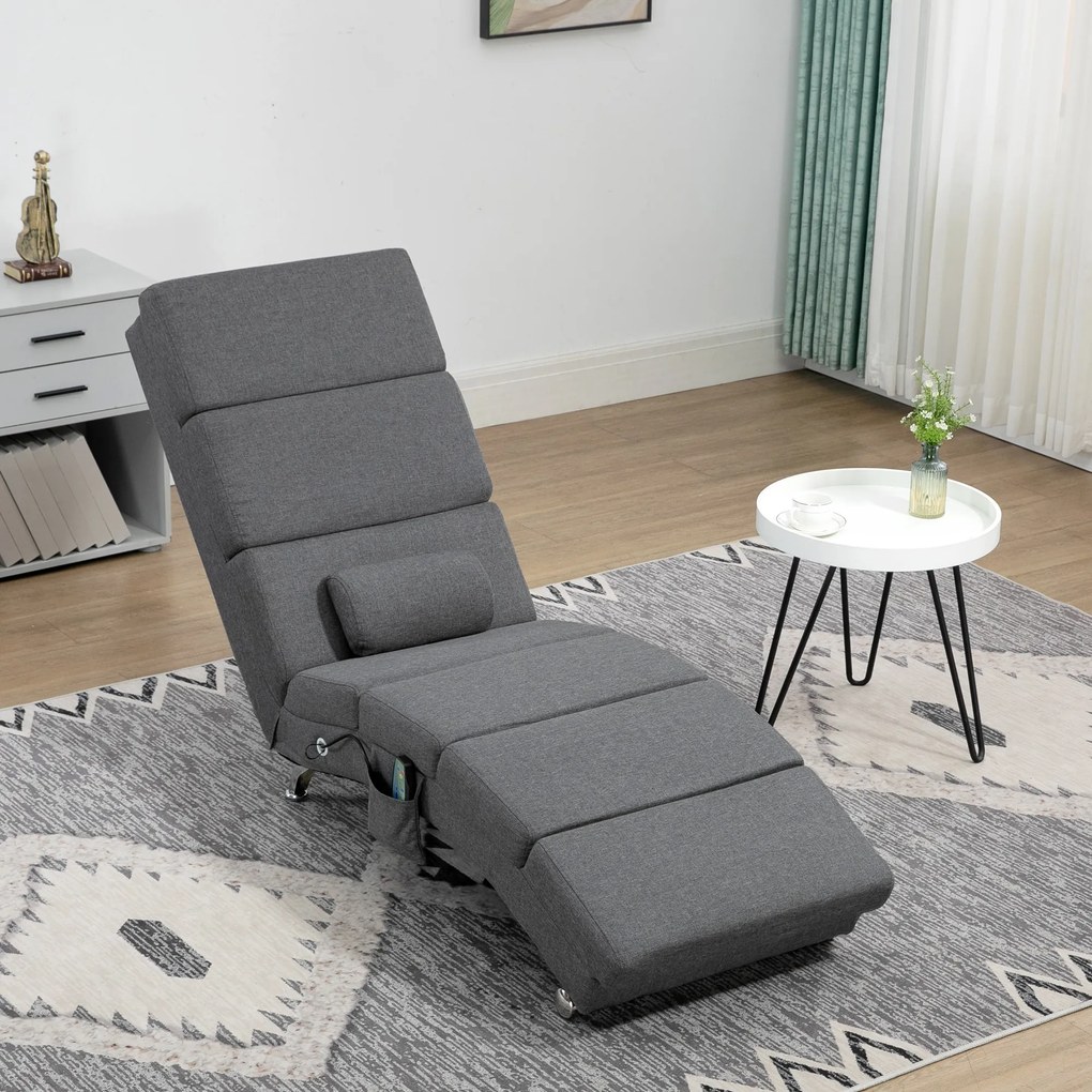 HOMCOM polohovací křeslo s masážní funkcí elektrické lounge křeslo masážní křeslo s vysokým opěradlem, dálkové ovládání, skládací TV křeslo s 5 režim…