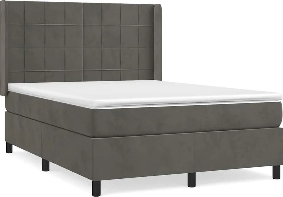 Box spring postel s matrací tmavě šedá 140x200 cm samet 3132682