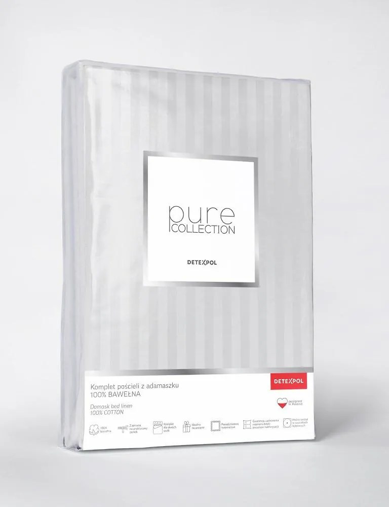 Detexpol Damaškové povlečení 180x200 stříbrné jednobarevné pruhy 1 cm Pure