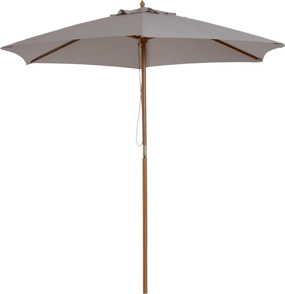 Outsunny Slunečník Ø 250 cm, Slunečník s Kloubovým Mechanismem, Balkonový Slunečník, Plážový Slunečník z Bambusu, Odolný Větru, Sluneční Ochrana pro B