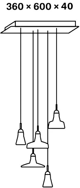 Brokis PC931 Shadows set rectangular small, závěsné svítidlo z foukaného skla, opaline sklo/černý dub/černý kabel, 5x5W LED, 60x36cm