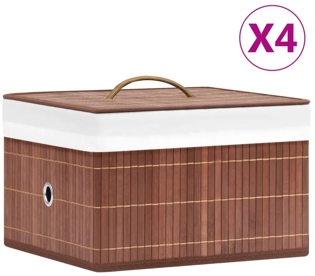 Bambusové úložné boxy 4 ks hnědé 320768