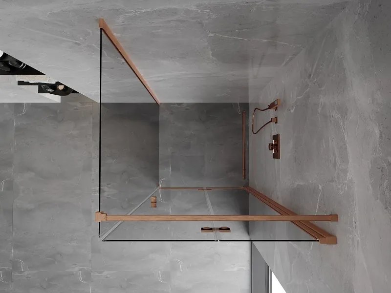 Mexen Mist-F T, 1-křídlý ​​skládací sprchový kout pravý 95 x 95 cm, čiré sklo, měděný matný profil, 8A6T-095-095-65-00-P
