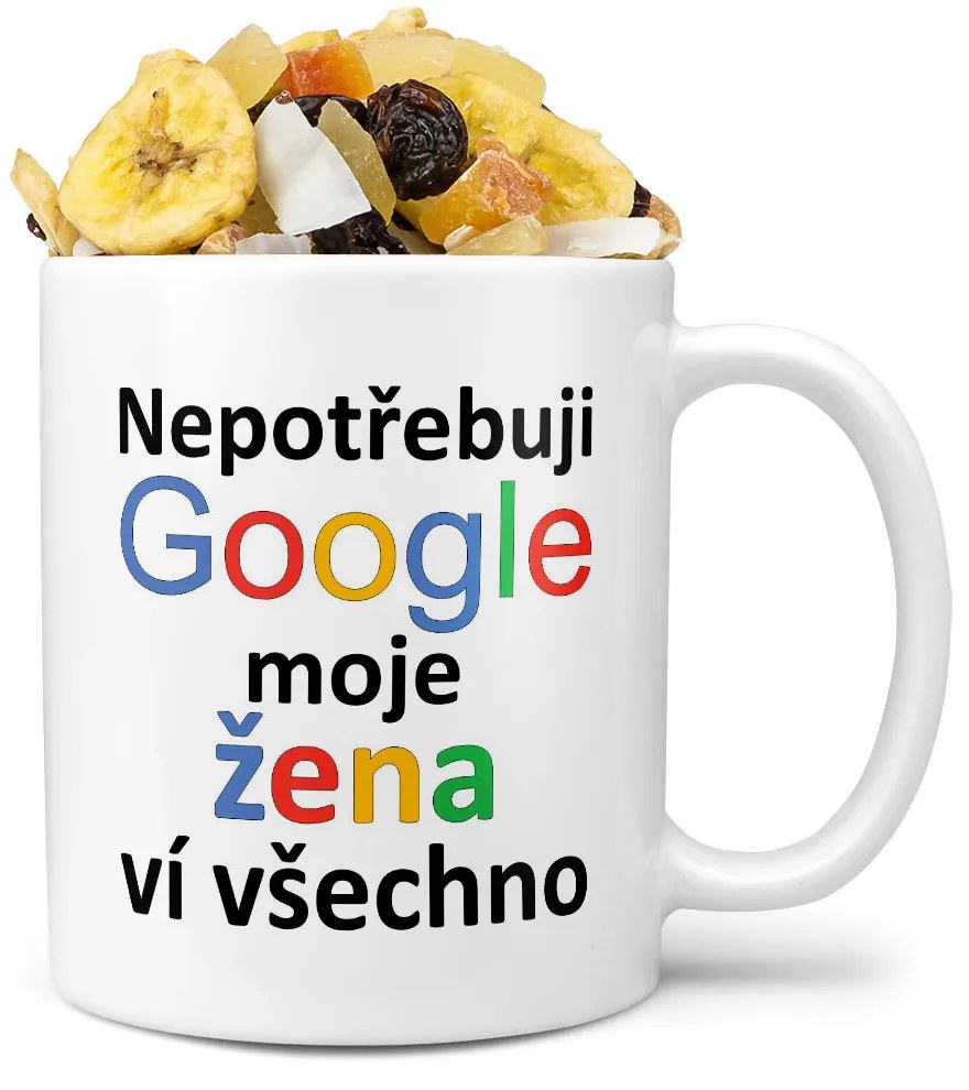 Hrnek Google - Žena (Náplň hrníčku: Tropická směs)