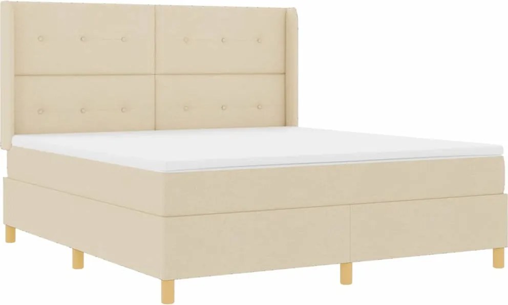 Postel s boxspringem s čelo Krémová 180 x 200 cm textil 3341852