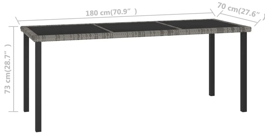 vidaXL Marketos Zahradní jídelní stůl šedý 180 x 70 x 73 cm polyratan