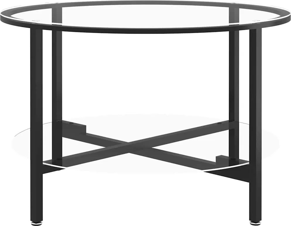 Čajový stolek černý a průhledný 70 cm tvrzené sklo 331617