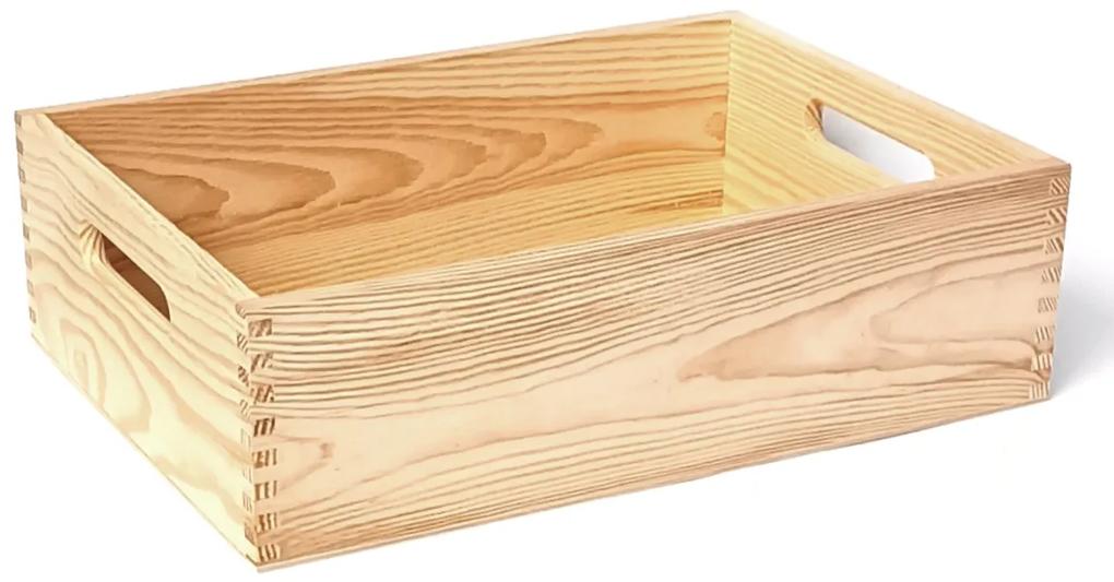 Dřevěný podnos hranatý s otvory po stranách - 34 x 24 x 10 cm