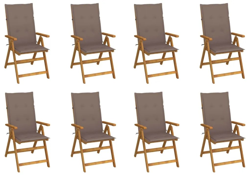 3075062 vidaXL Skládací zahradní židle s poduškami 8 ks masivní akácie