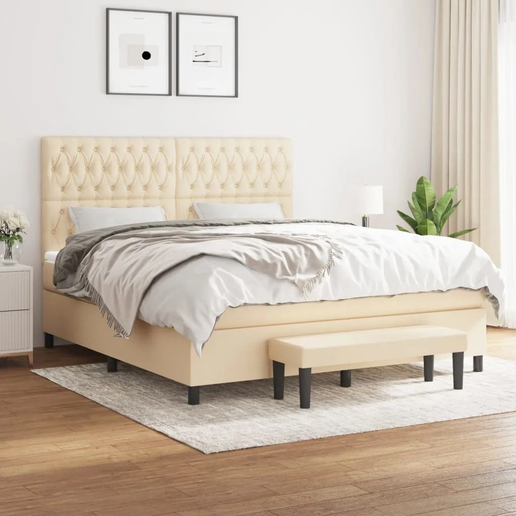Box spring postel s matrací krémová 180x200 cm textil 3136858