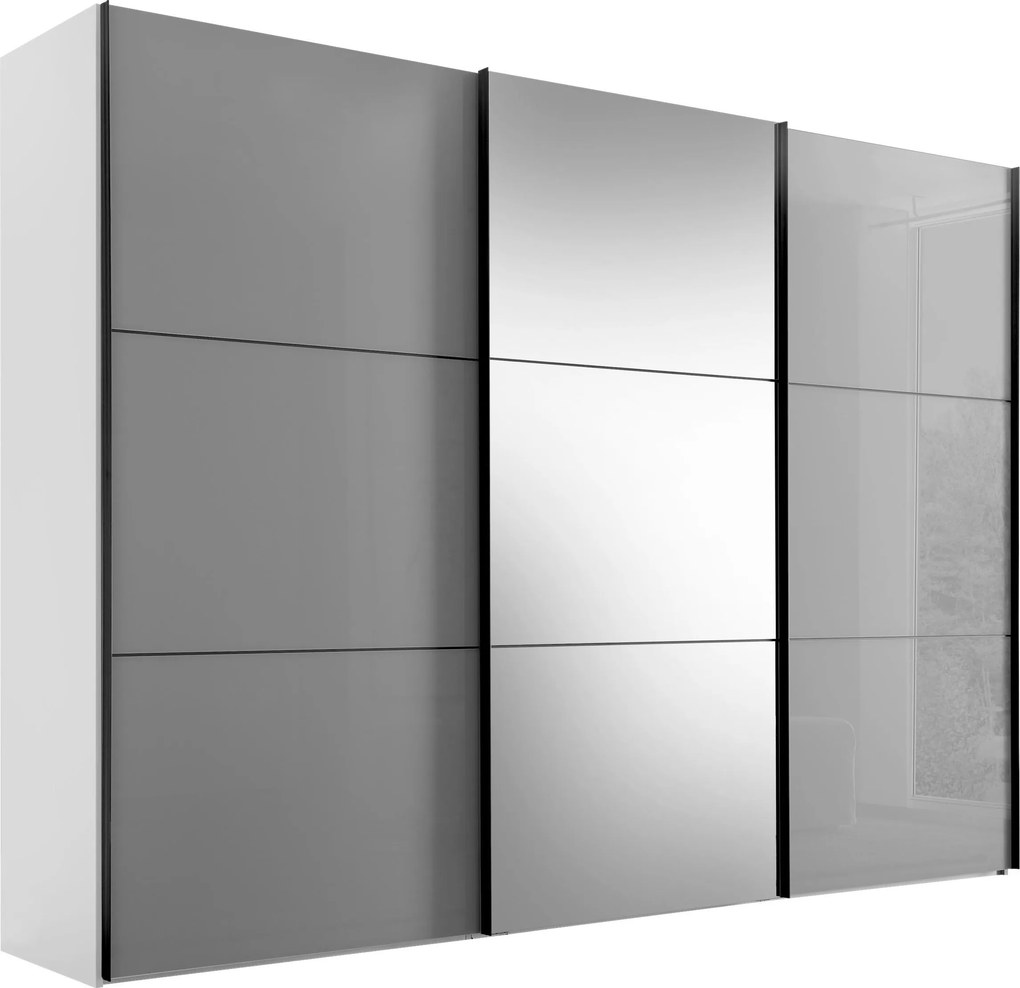 XXXLutz SKŘÍŇ S POSOUVACÍMI DVEŘMI, bílá, světle šedá, 249/222/68 cm Moderano - Šatní skříně - 000531006094