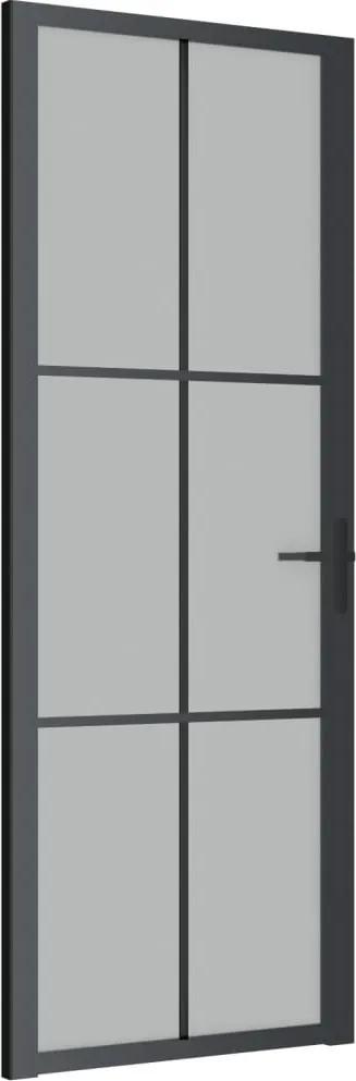 vidaXL Interiérové dveře 76 x 201,5 cm bílé ESG sklo a hliník [350556] Barva: Černá a tmavě průhledná