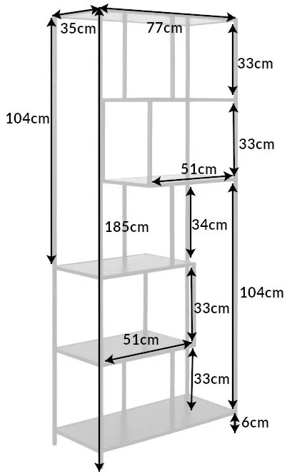 Designový regál Maille 185 x 77 cm mramor antracit