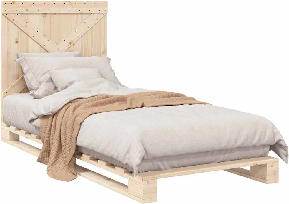 Rám postele s čelem 90 x 200 cm masivní borové dřevo 3281568