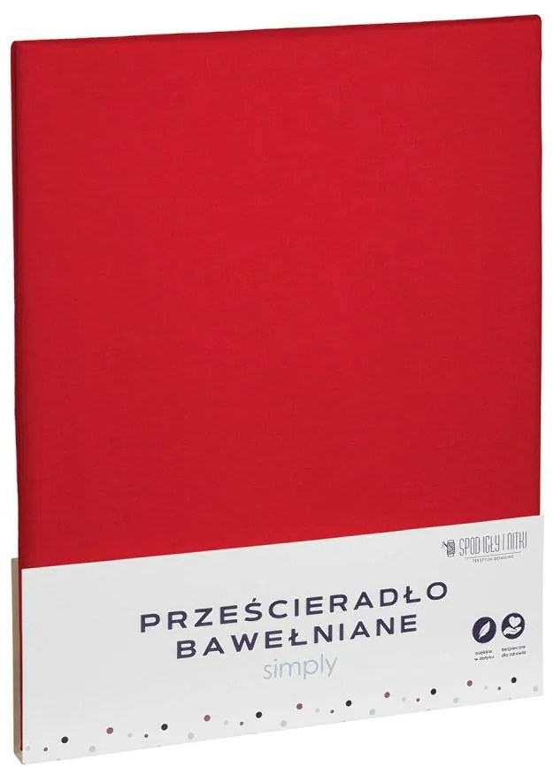 Spod Igły i Nitki Bavlněné prostěradlo 140x200 červené jednobarevné Simply